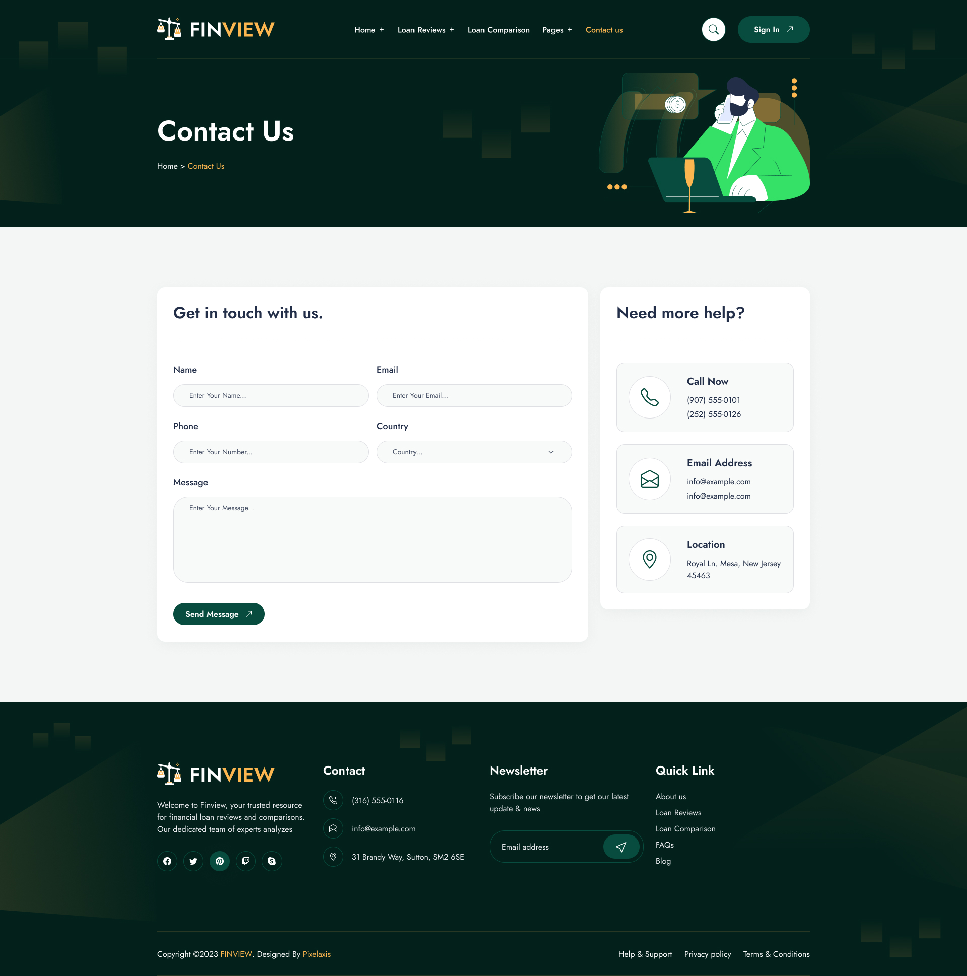 Finview - Financial Loan Review and Comparison Website Figma Template by pixelaxis